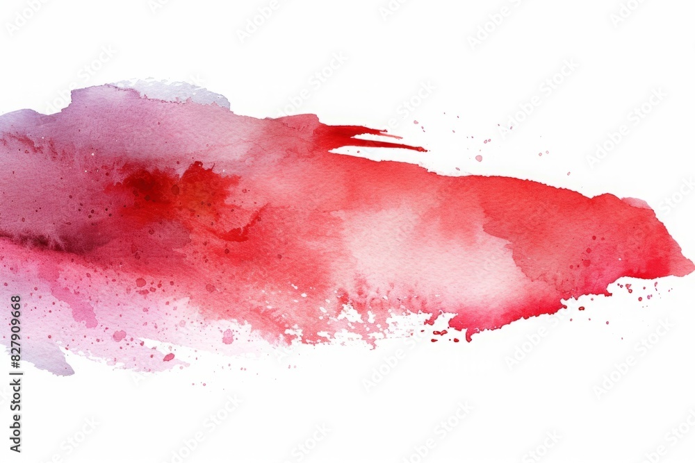 Abstract watercolor splash in shades of red and pink on a white ...