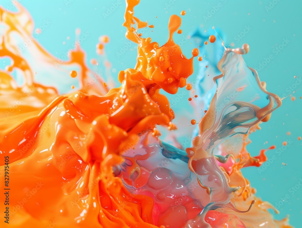 abstract color splash animation illustration clipart 3d, in the style ...