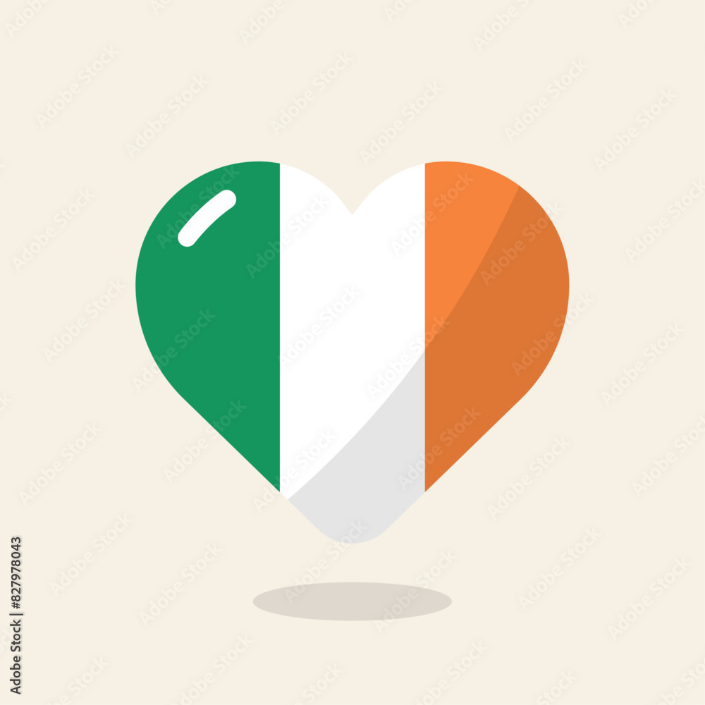 Heart Icon with Irish Flag: A Heartfelt Emblem of Love and National ...