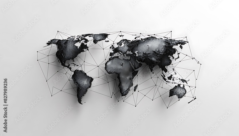 Digital globe with global network connections, white background, simple ...