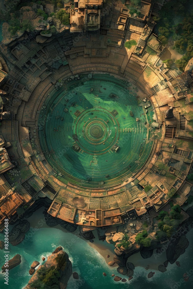 Ancient Arena on a Sinking Island Battle game map fantasy dnd ...