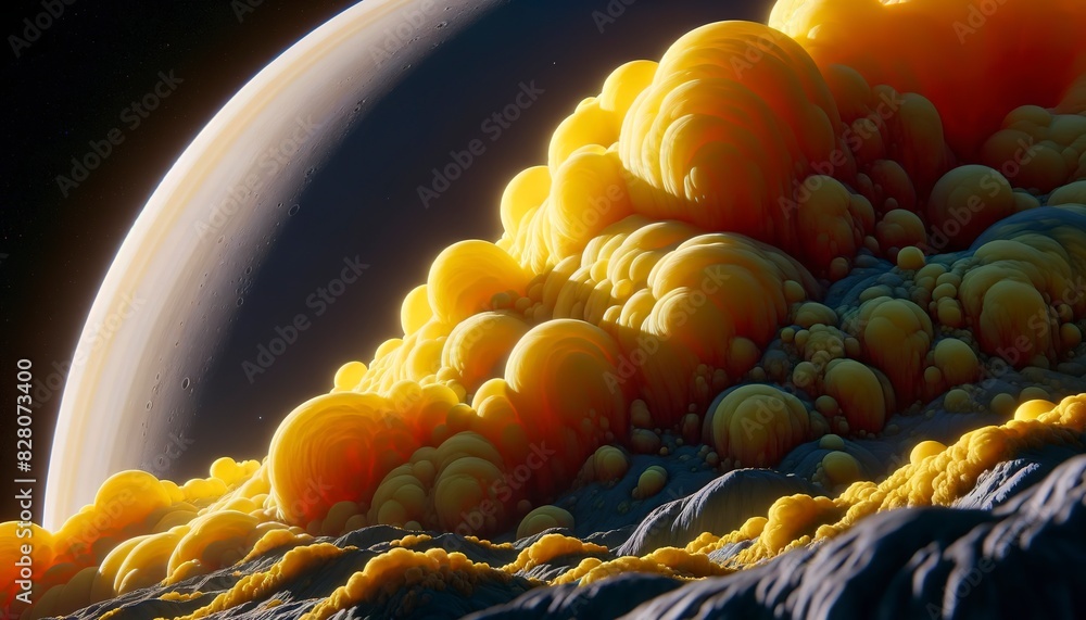 A close-up view of volcanic eruptions on Io, one of Jupiter's moons ...