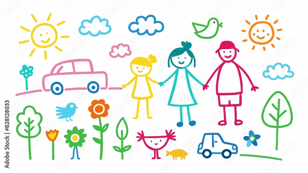 Stick figures embark on an exciting adventure in a child's chalk ...