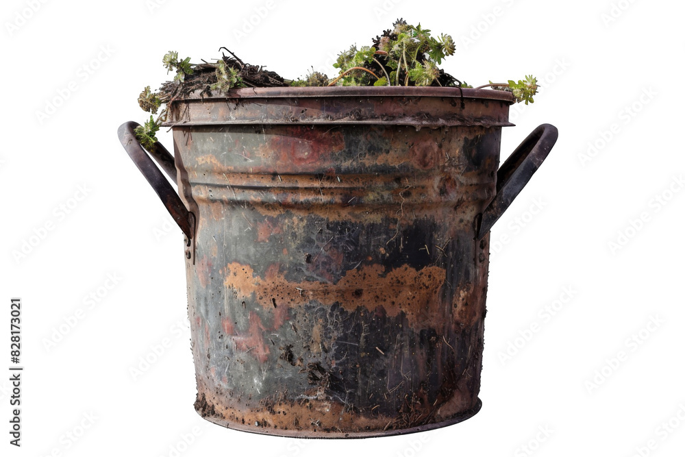 Compost bin, isolated white background, PNG di-cut style, realistic ...