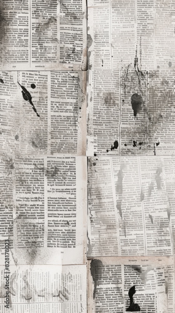 Detailed view of a newspaper spread showcasing the compact, text-heavy ...