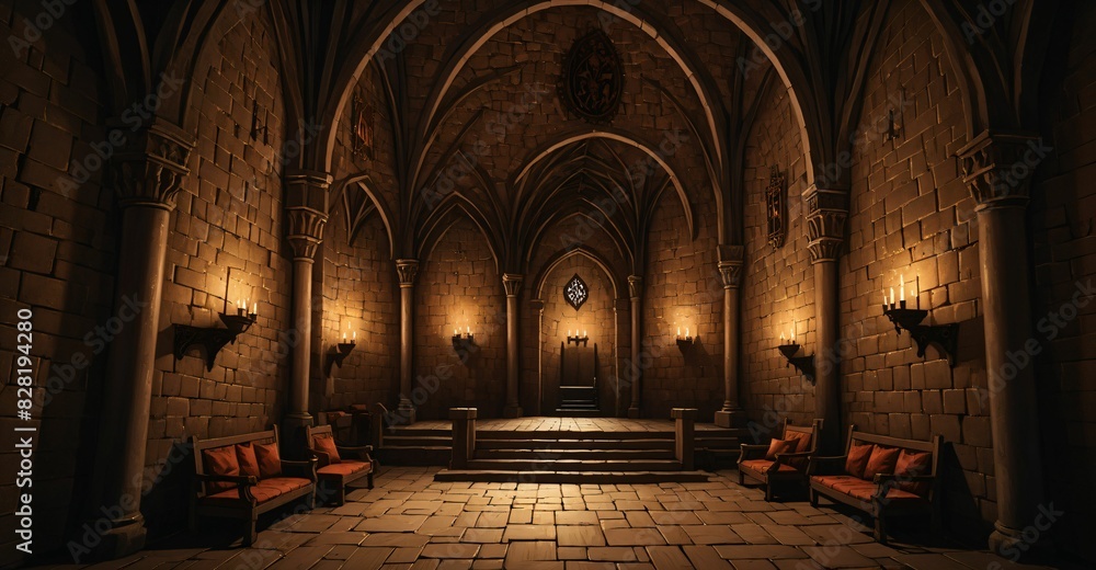 gothic castle palace building interior. goth cathedral rose art Nuevo ...