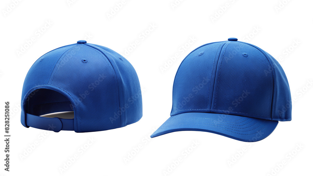 Blue baseball cap front and back view for mockup isolated PNG on ...