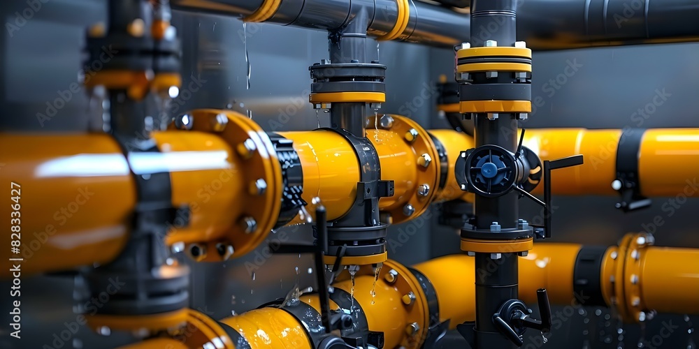 Detailed illustration of rainwater harvesting system with pipes valves ...