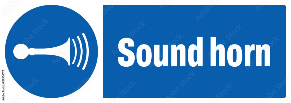 ISO mandatory safety signs_sound horn landscape size 1/2 a4,a3,a2,a1 ...