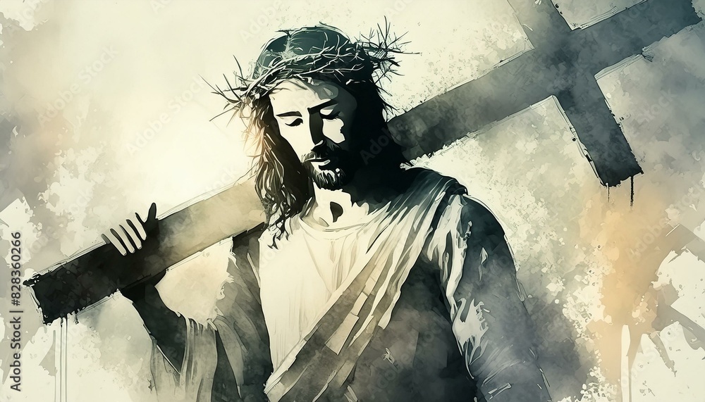 Jesus Christ Carrying the Cross - Christ on the way of his Crucifixion - Jesus on the way to ...