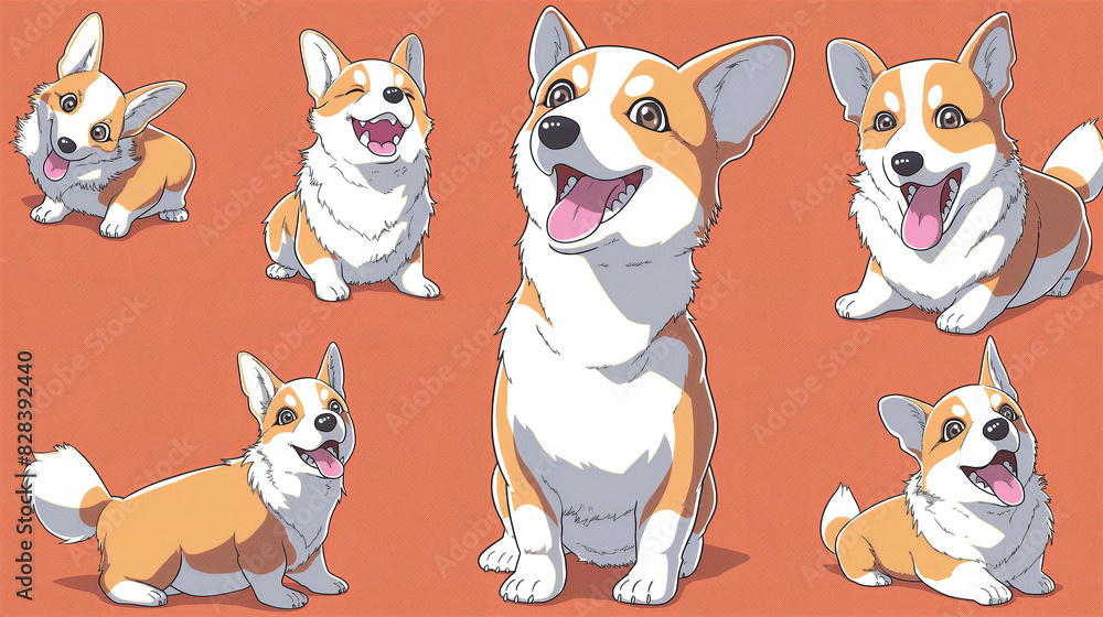 Corgi sprite sheet in multiple poses Stock Illustration | Adobe Stock