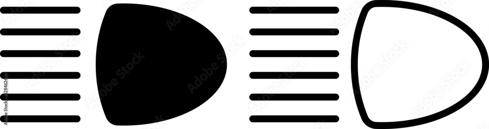 Headlight, light indicator dashboard icon. Vector high beam. Car light ...
