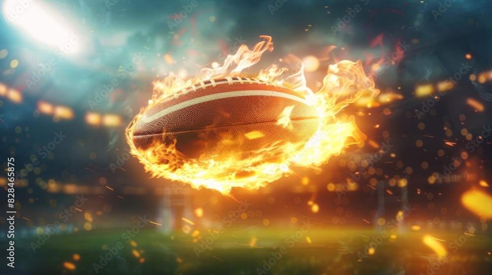 Olympic Paris 2024 Sport Focus a flying rugby league ball on fire in ...