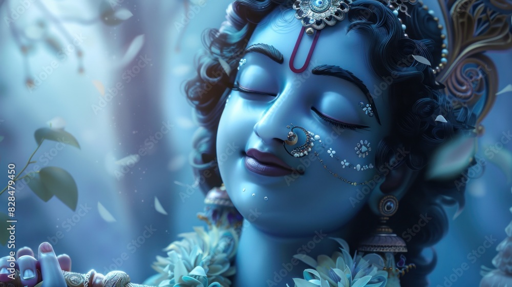 peaceful face of lord krishna Stock Photo | Adobe Stock