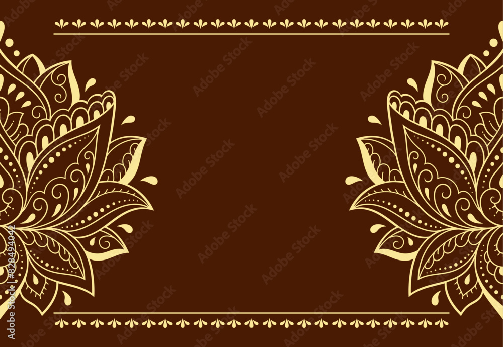 Frame in eastern tradition. Stylized with henna tattoos decorative ...