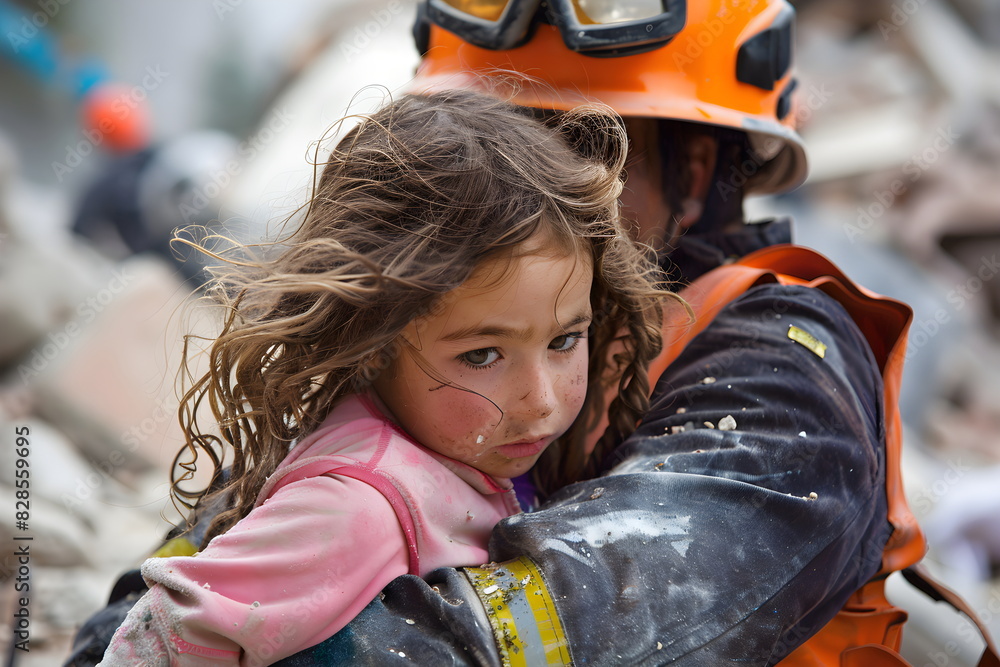 Consequences of the earthquake, rescuers pull a little girl from under ...