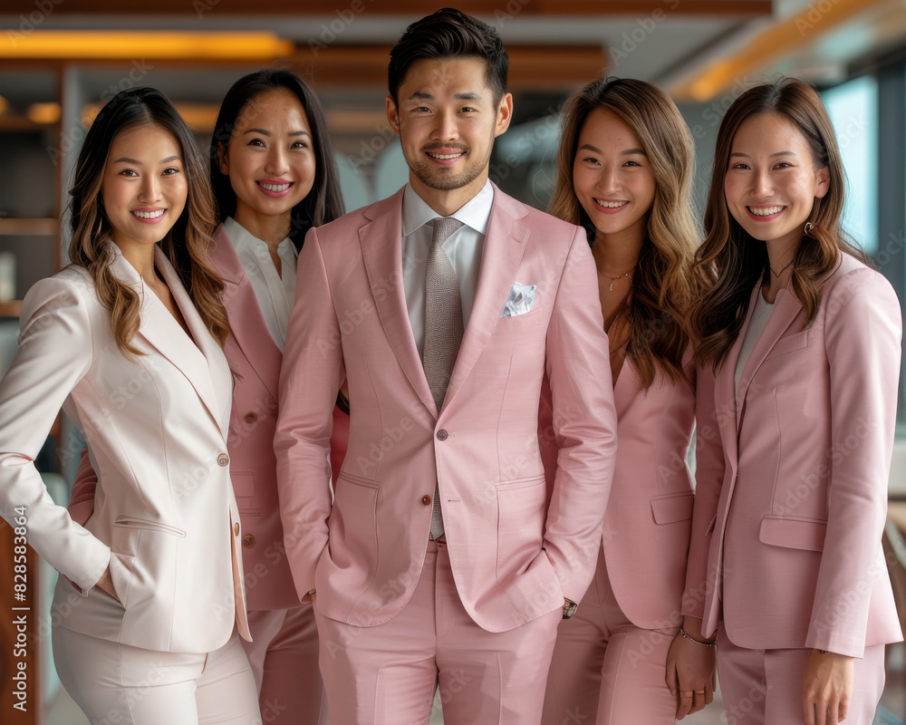 Professional studio photo of an Asian office team meeting and ...