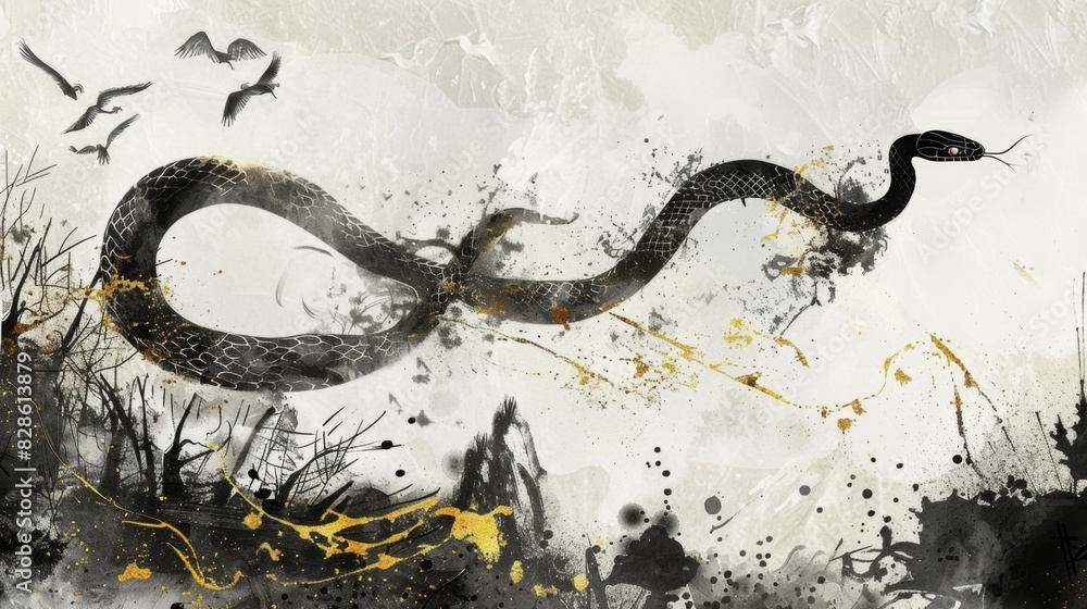 Ethereal Lunar Serpent - Elegant Chinese Ink Painting-Inspired 4K ...
