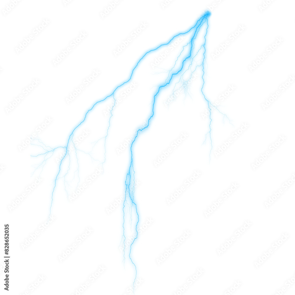 PNG blue lightning effect on transparent background. Realistic ...
