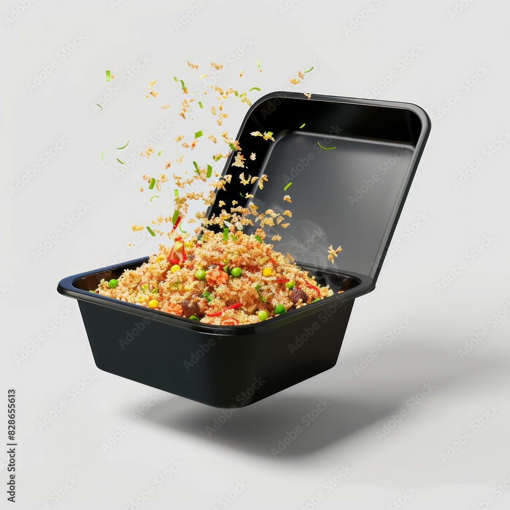 Indulge in the visual delight of a 3D fried rice icon enclosed in a ...