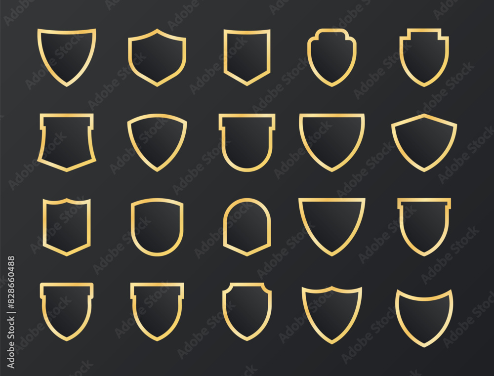 Luxury Gold and Black Shield design shapes collection orange abstract ...