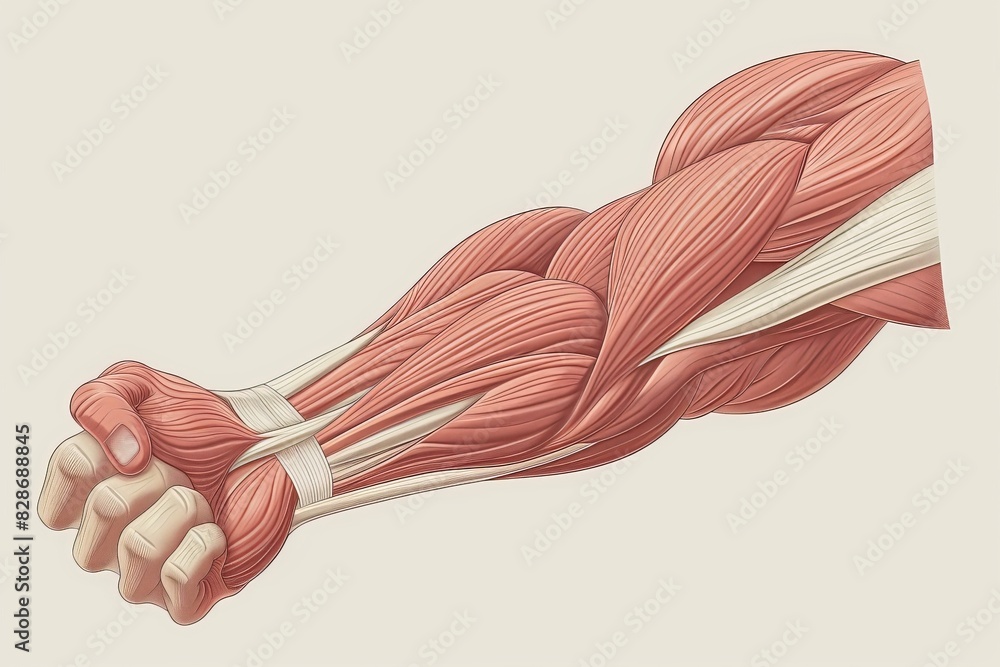 Detailed anatomical illustration of human arm muscles, showcasing the ...