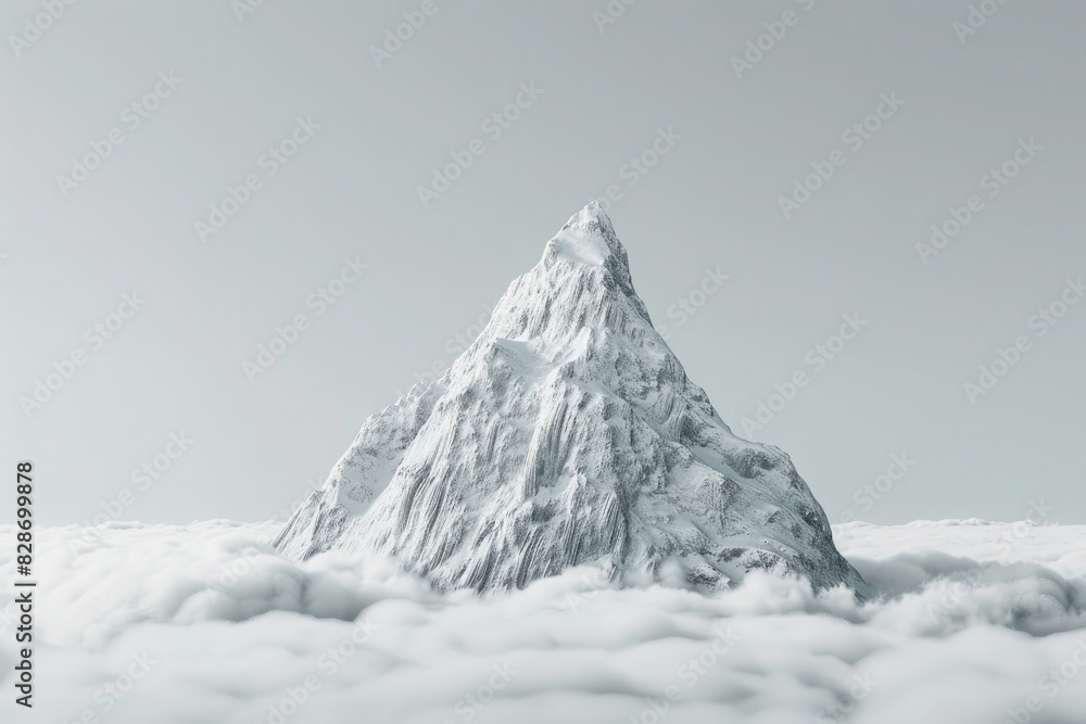 The essence of perseverance depicted in minimalist art: a lone mountain ...