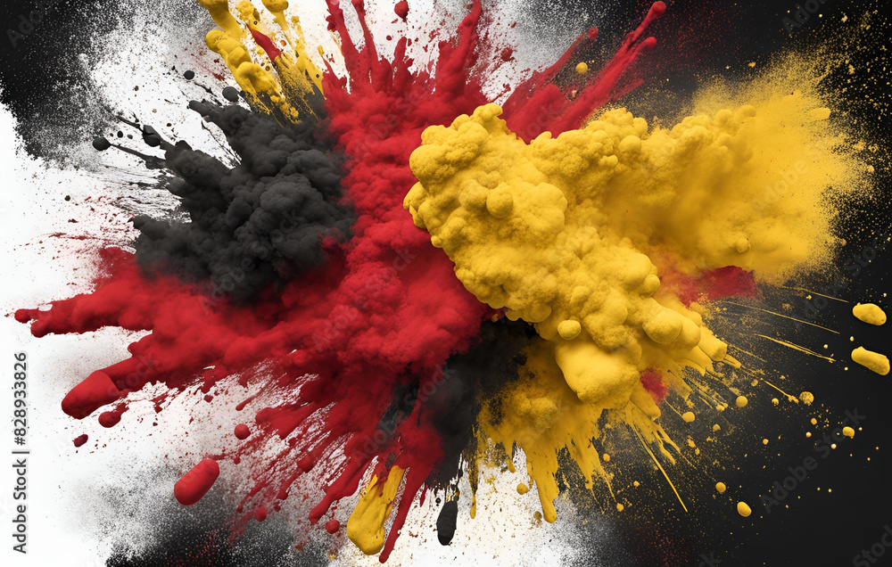 Illustration Stock Colorful Spanish flag holi powder explosion on white ...