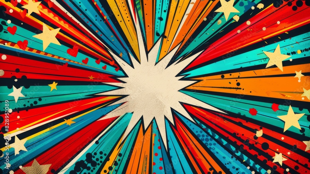 Dynamic Pop Art Comic Strip Radial Backdrop: Vibrant and Retro ...
