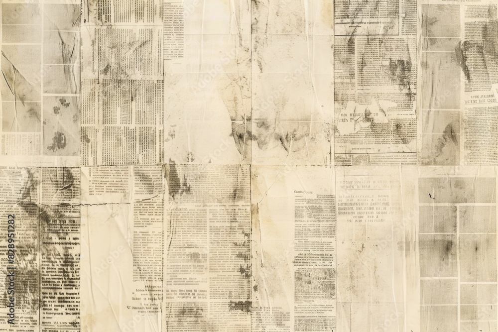 Grunge vintage newspaper texture seamless pattern. Blurred aged news ...