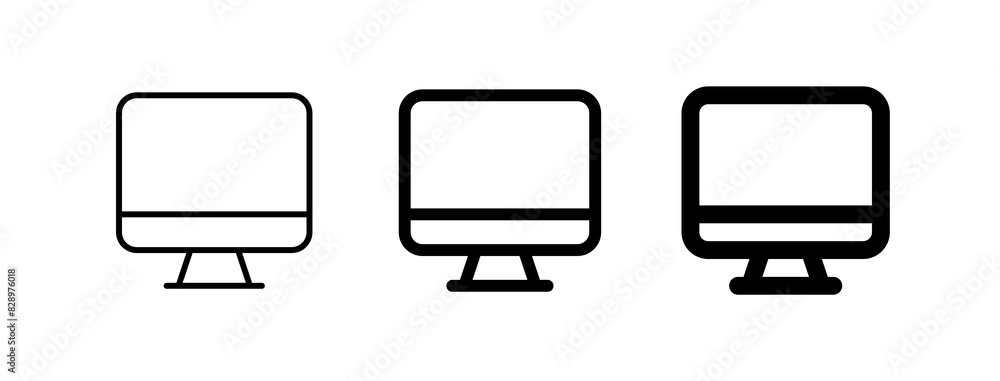 Editable vector blank desktop computer screen icon. Part of a big icon ...