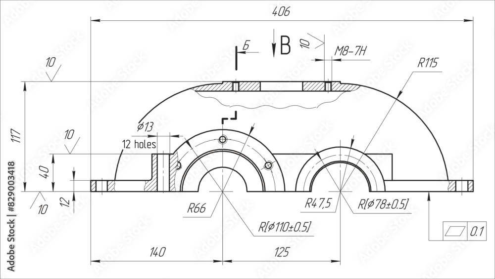 Vector de Stock Assembly drawing of reducer cover. Vector drawing of ...