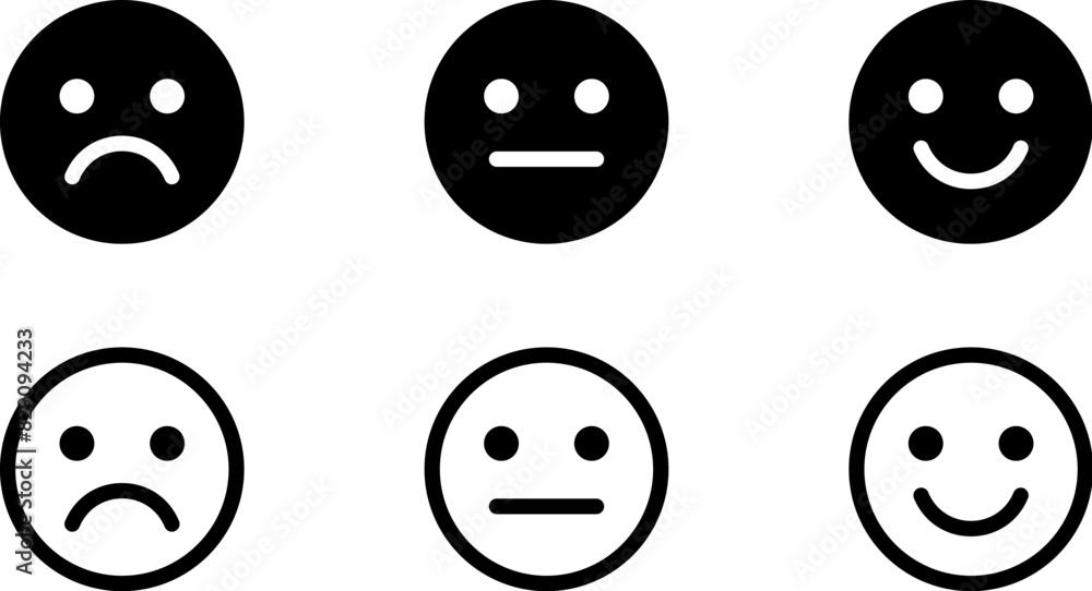 feedback emojis emoticons. smile, neutral, angry, sad, emoji. emoticon ...