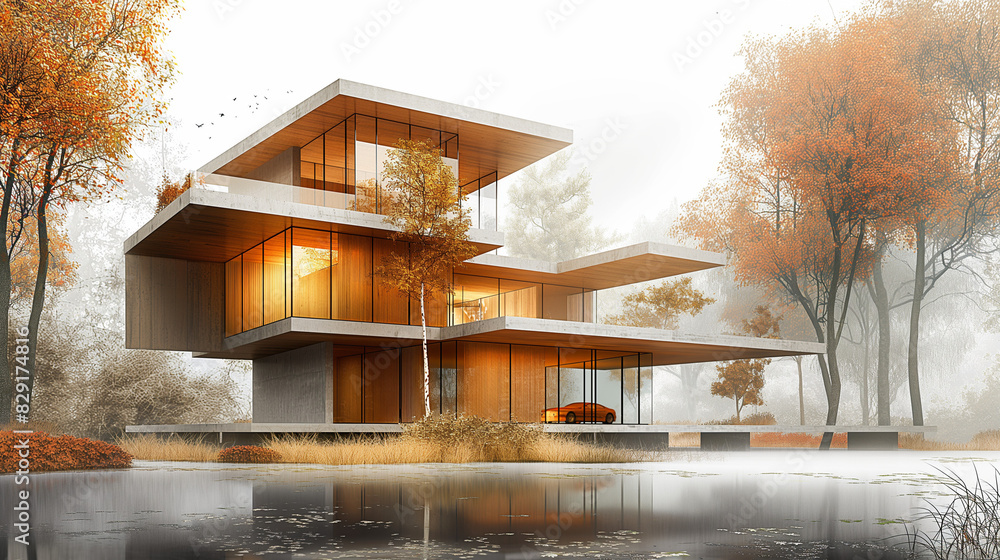 Facade design for a Modern house in between two different neighboring ...