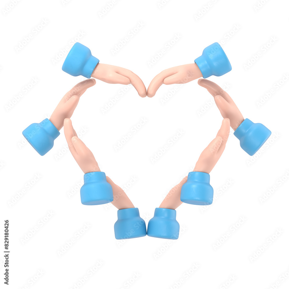 Heart hands as a group of diverse people hands connected together ...