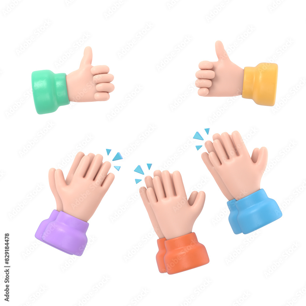Illustration Stock Set of people hands clapping, giving likes. Applause ...
