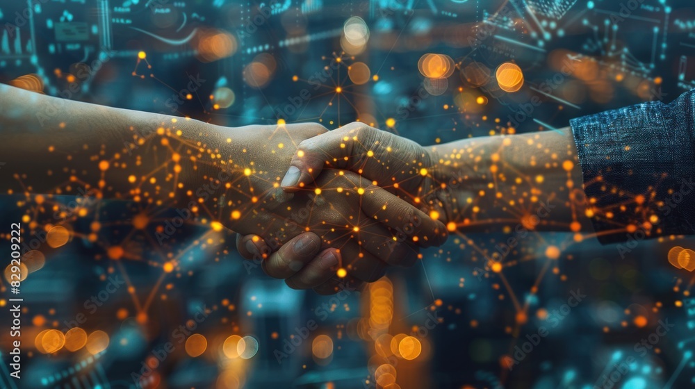 A pair of hands gripping each other in front of a conference table ...