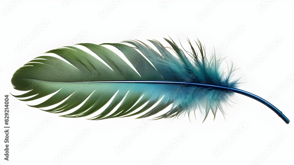 blue green feather isolated on transparent background cutout Stock ...