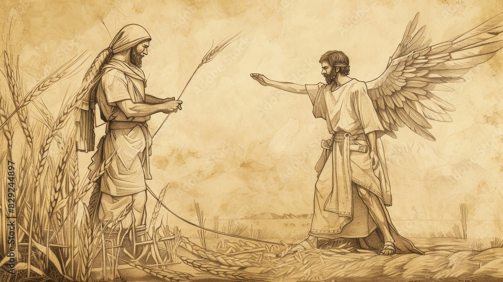 Angel Calls Gideon Mighty Warrior, Saving Israel from Midianites ...