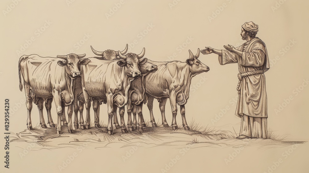 Biblical Illustration: Joseph Interprets Pharaoh's Dreams, Seven Fat ...