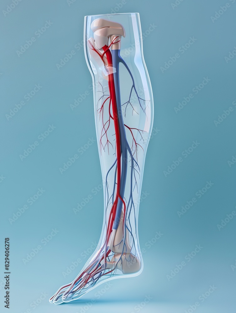 transparent cast of a leg showing the circulatory system of the leg ...