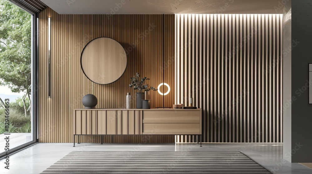 Stylish Wooden Panel Entrance Wall Design for Modern Home Interiors ...