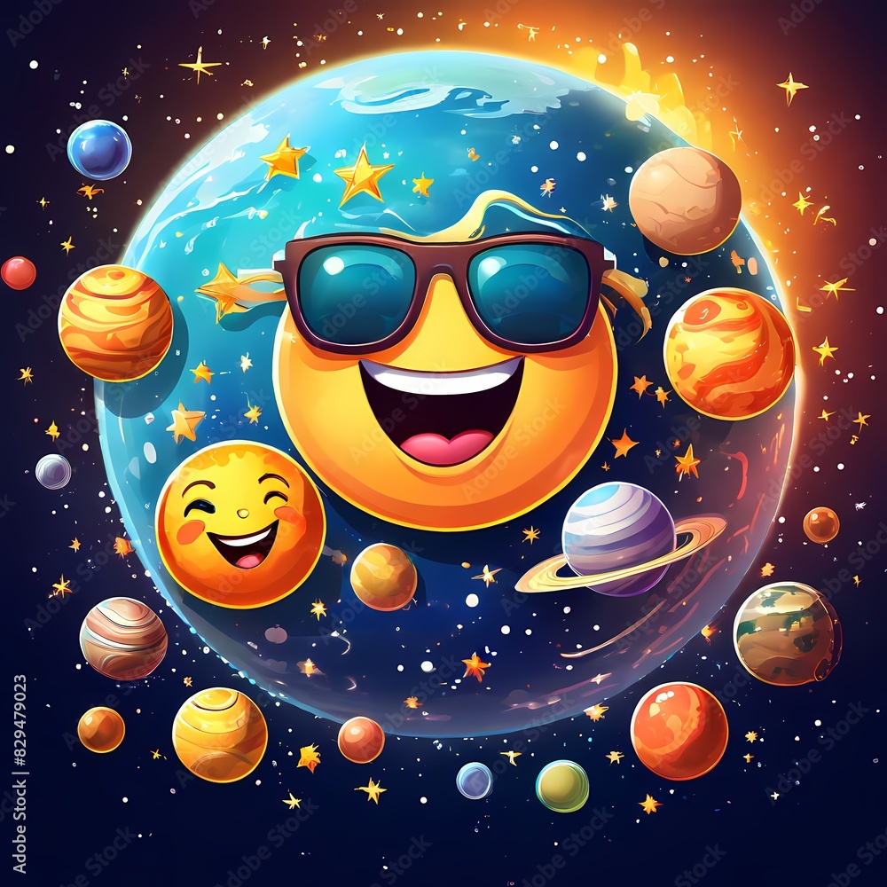 Outer Space Adventure with Emoji Planets - world emoji day - Generative ...