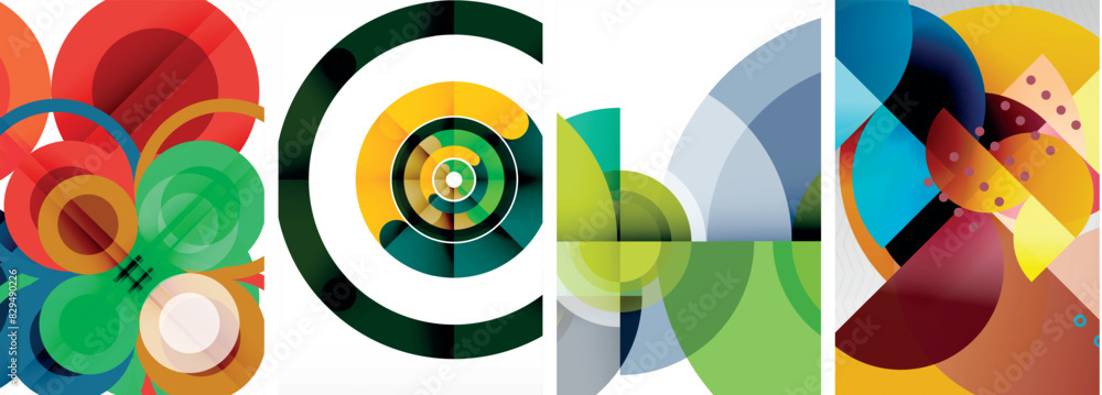 World of geometric elegance with abstract circle poster set. Circles ...