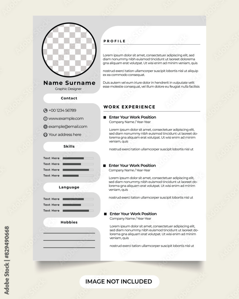 Simple job application cv template with experience and skill section ...