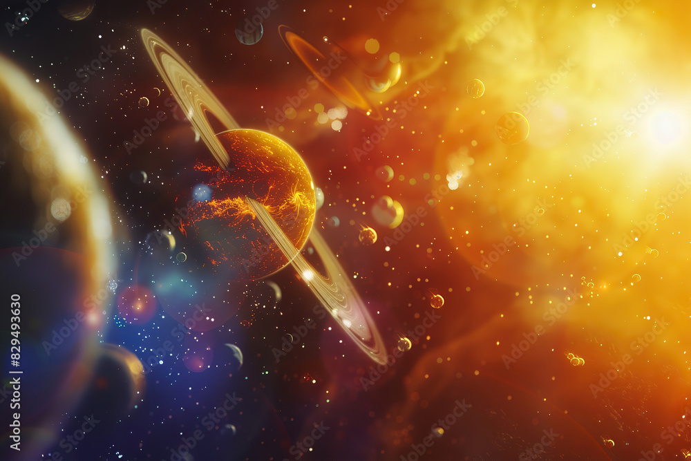 Generative ai on theme of parade of planets in solar system, bright ...