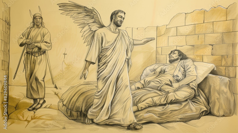 Biblical Illustration: Peter's Escape from Prison, Miraculously Freed ...