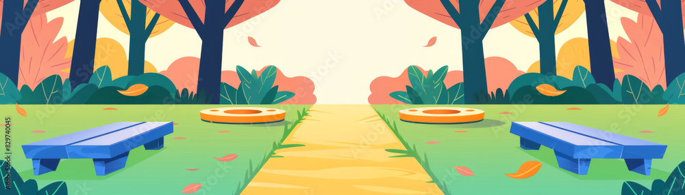 Corn hole tournament flat design side view park competition animation ...