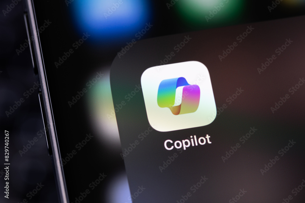 Microsoft Copilot mobile app on a screen smartphone iPhone. Microsoft ...