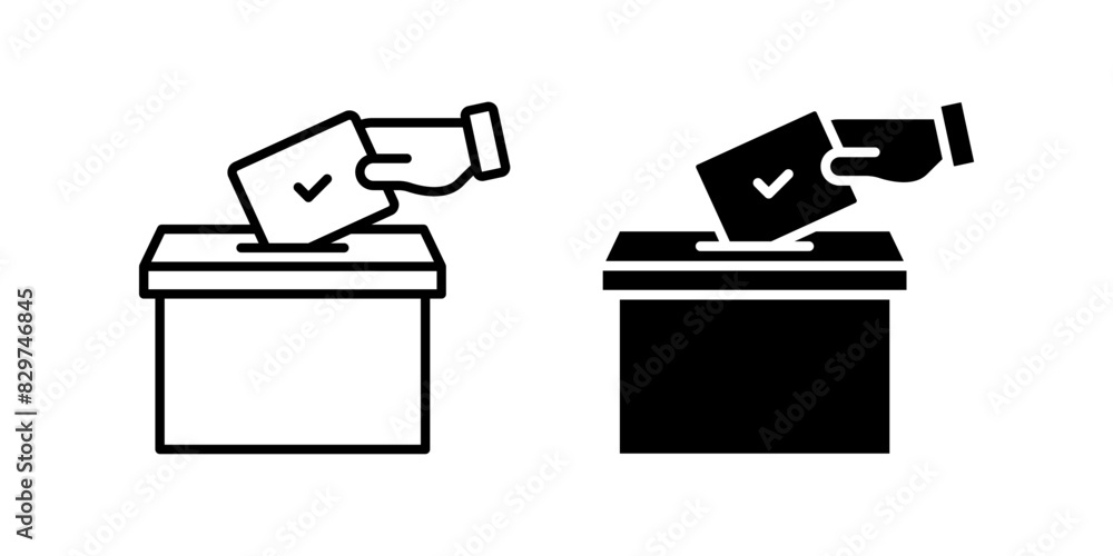 Hand voting ballot box icon set. voting sign. for mobile concept and ...